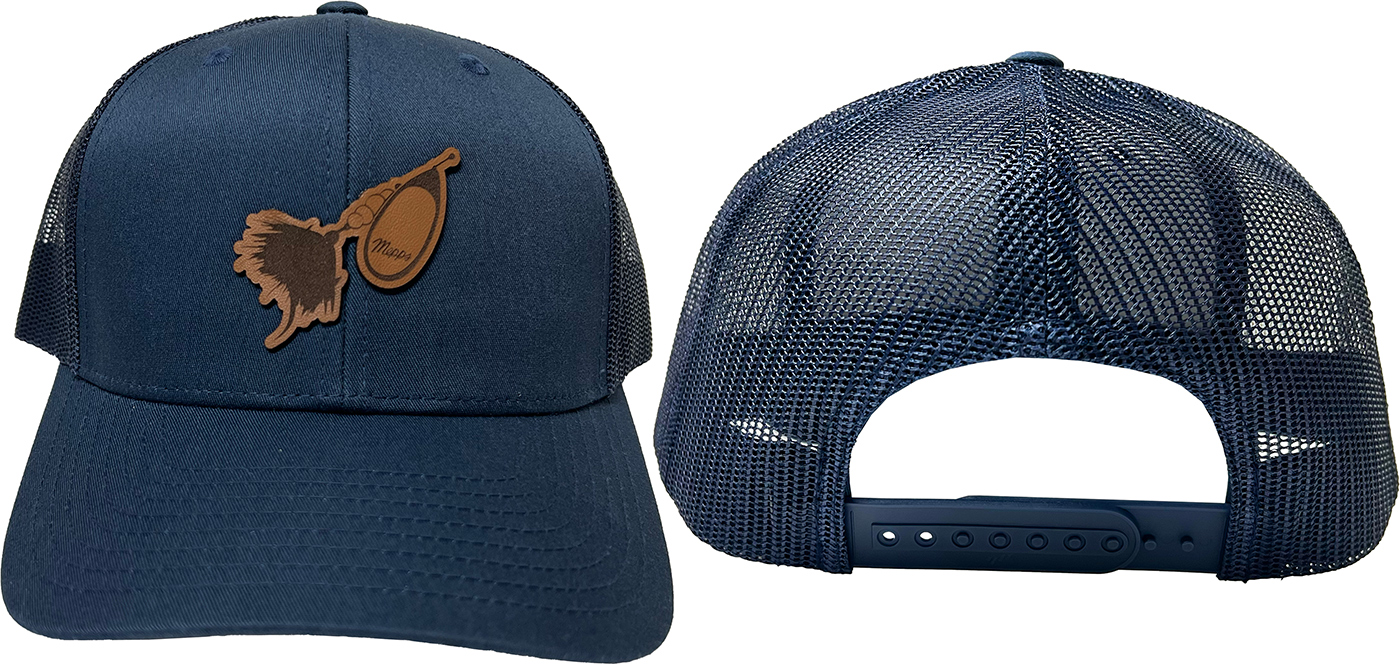 Navy/Navy Mesh Mepps Cap with a laser engraved patch - Order Today