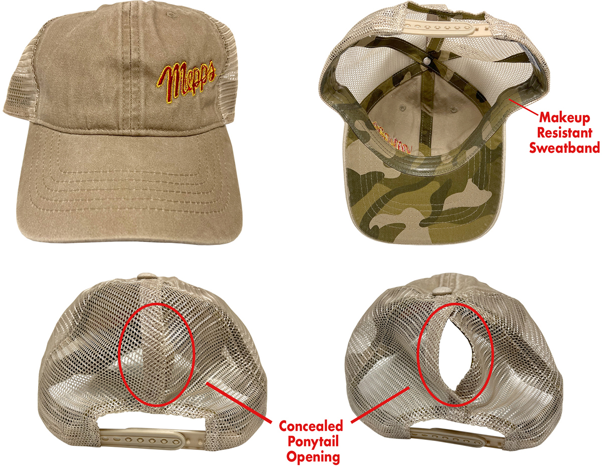 Ponytail Khaki/Camo Mepps Cap - Order Today