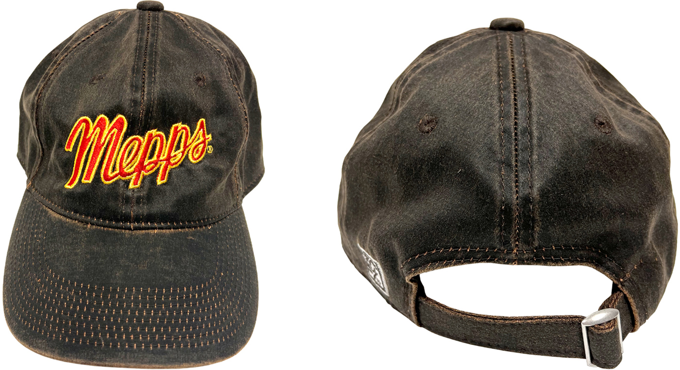 Rugged Brown Mepps Cap with large logo - Order Today